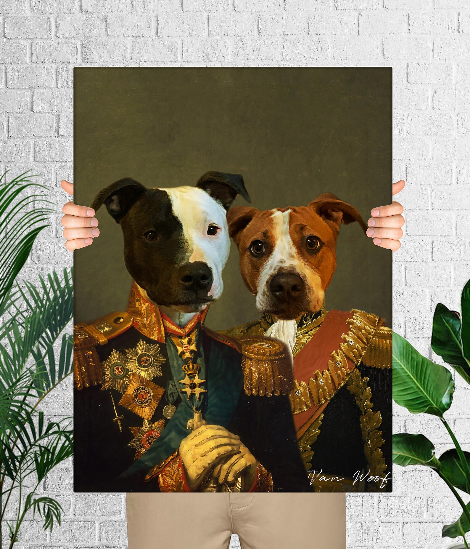 Custom Dog Portrait 2 Pet Portrait Royal Two Pets Portrait - Etsy