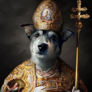 The Pope, Regal, Custom Dog Portrait, Pet Painting, Pet Portrait Royal ...