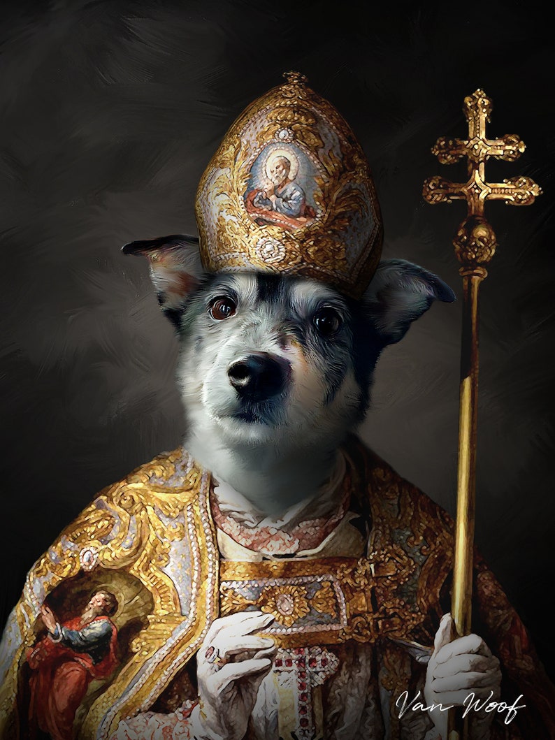 The Pope Regal Custom Dog Portrait Pet Painting Pet - Etsy