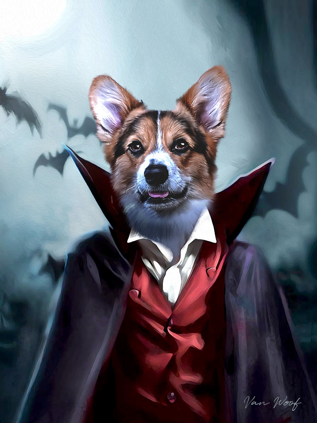 Vampire, Halloween, Custom Dog Portrait, Pet Portrait Royal, Funny Pet ...