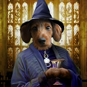 The Witch, Custom Dog Portrait, Dog Art, Dog Gift, Pet Portrait, Funny ...