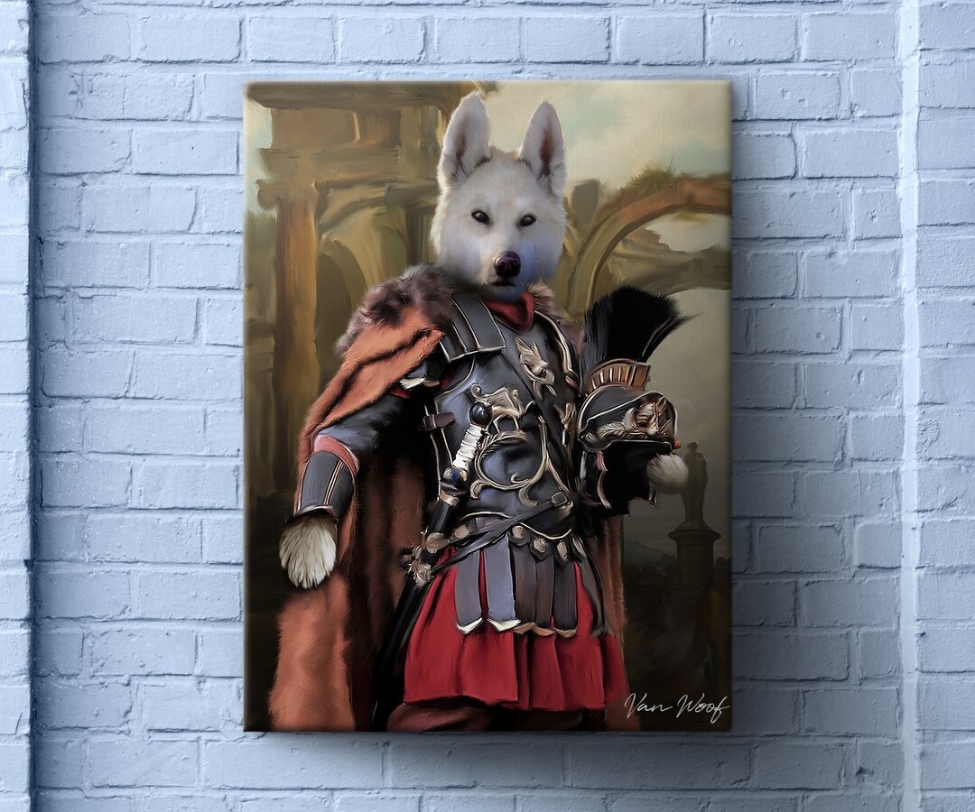 Maximus Dog Portrait Art, Roman Warrior Art, Custom Dog Portrait ...