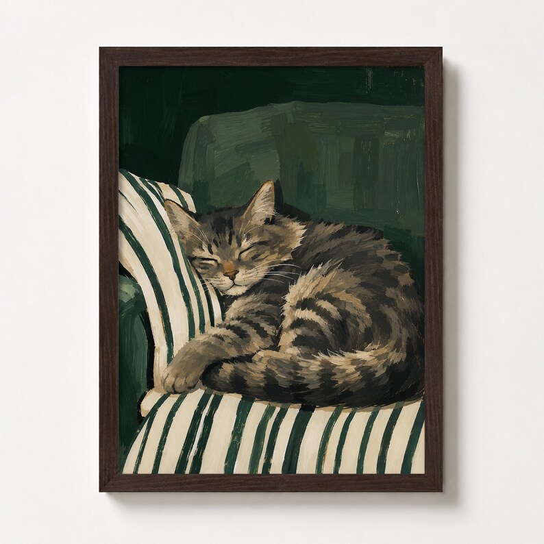 Lazy Cat Portrait From Photo, Custom Hand Painted Cat Mom Gift - Etsy