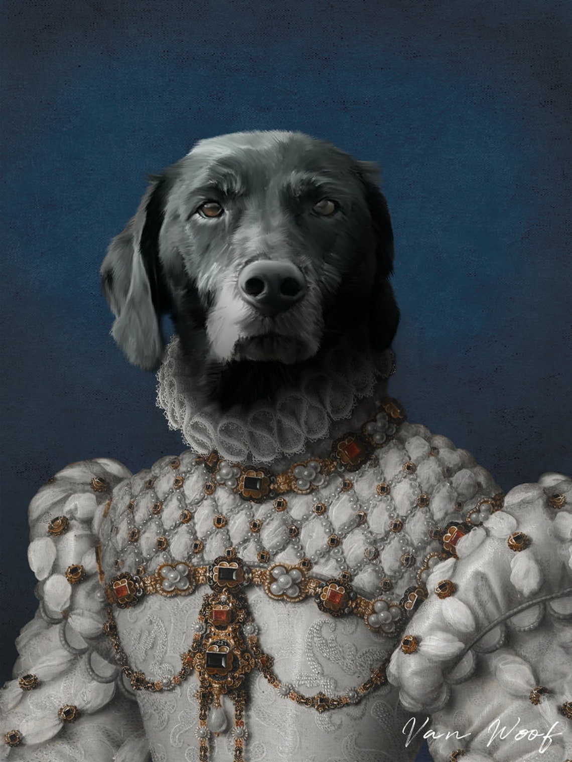 Royal Renaissance Dog Portrait, Custom Dog Pet Canvas, Standing Pet Dog ...