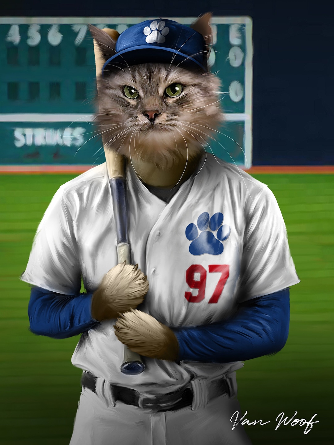 Los Angeles 1 Baseball Pet Portrait, Baseball Team, Baseball Fan Gift ...