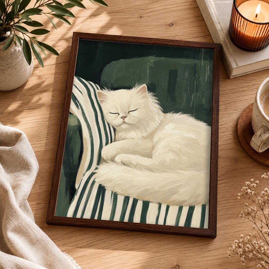 Lazy Cat Portrait From Photo, Custom Hand Painted Cat Mom Gift - Etsy