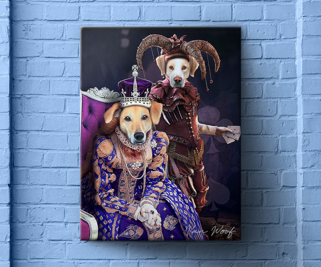 Queen and Jester, Pet Portrait, Pet Painting, Custom Pet Portrait ...