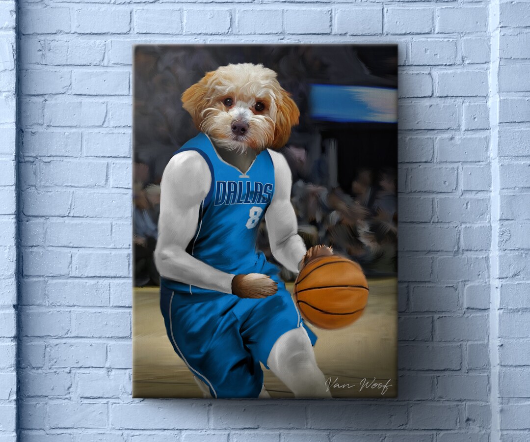 Dallas Basketball Team Pet Portrait, Basketball Fan Gift Art, Custom ...