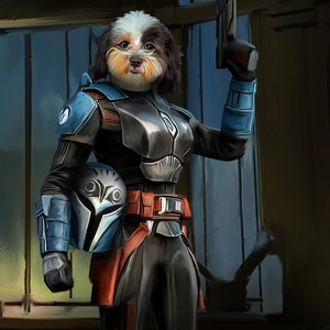 Bo-katan Kryze, Star Wars Custom Dog Portrait, Pet Portrait Jedi, Baby ...