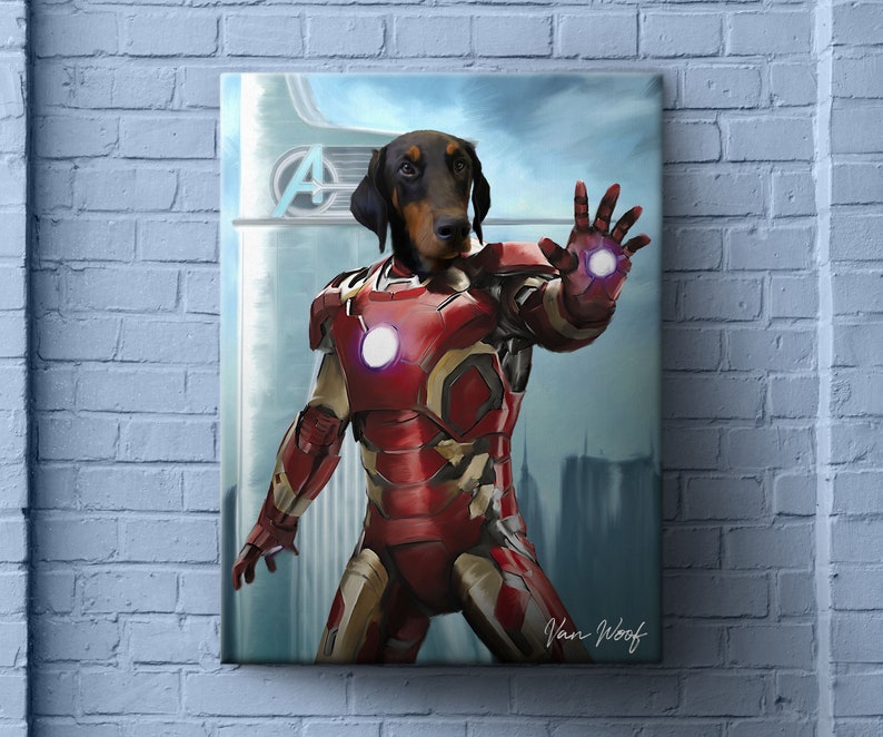 Loki Custom Dog Portrait Pet Portrait Avengers Funny Pet - Etsy