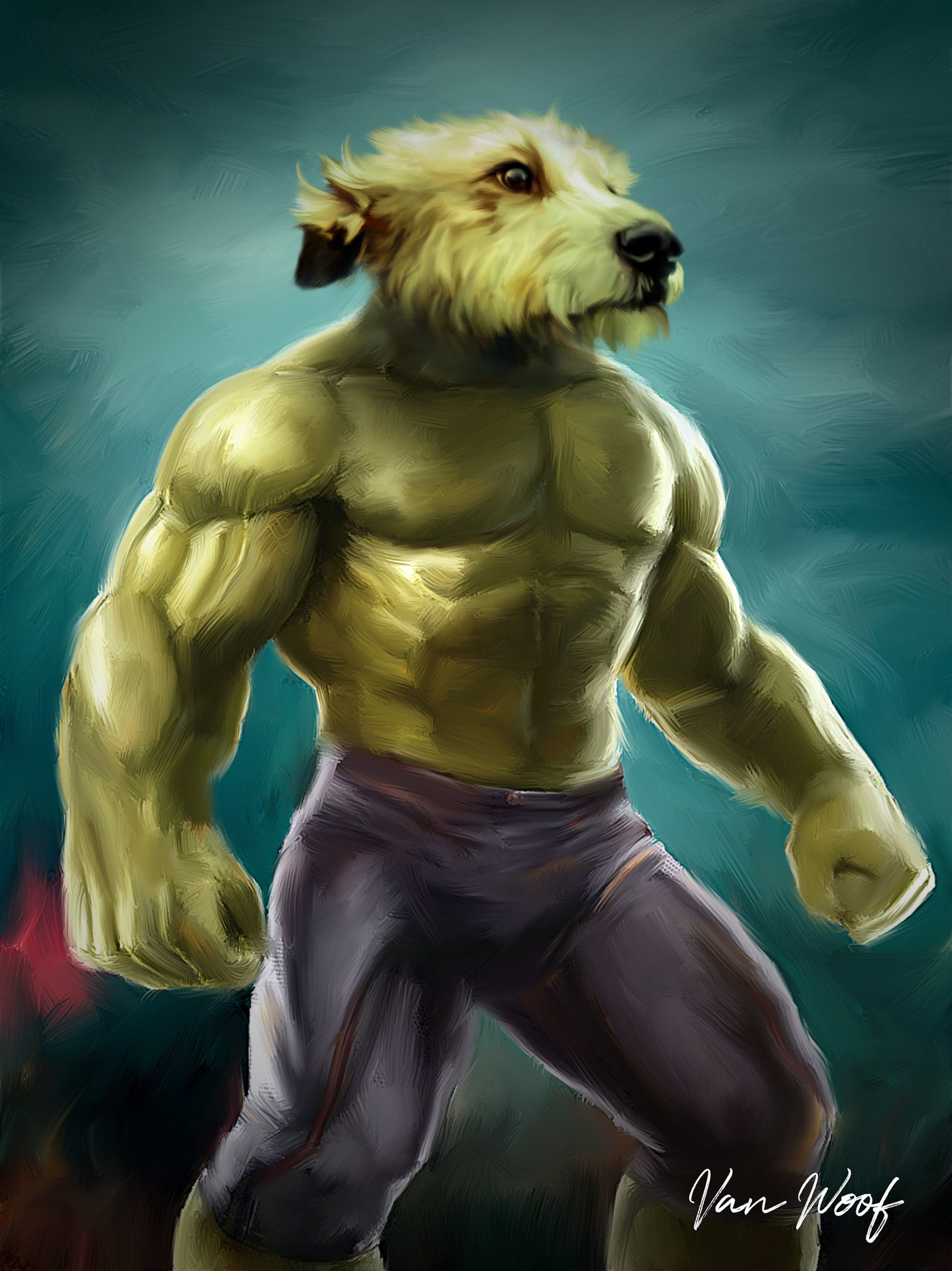 Incredible Dog Hulk, Custom Dog Portrait, Custom Pet Photo Superhero ...