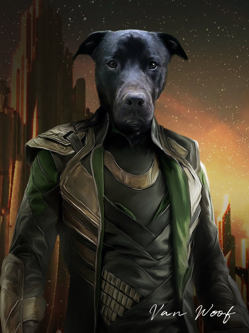 Loki Custom Dog Portrait Pet Portrait Avengers Funny Pet - Etsy