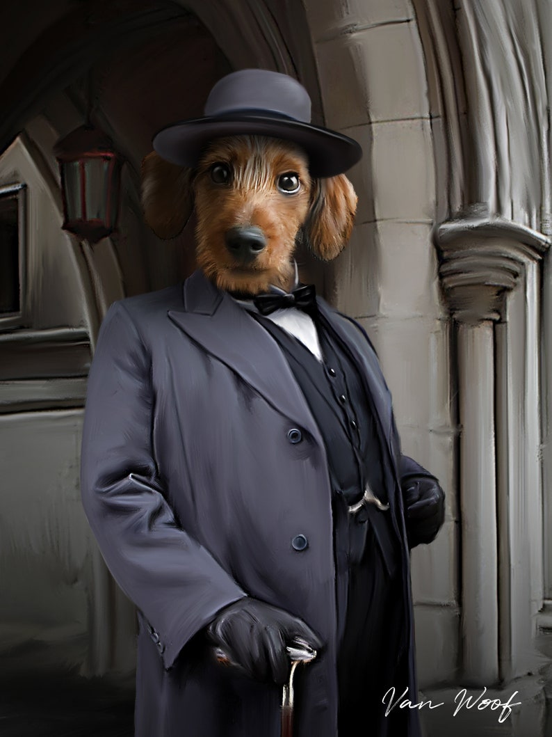 Inspector Poirot Custom Dog Portrait Funny Custom Dog Canvas - Etsy