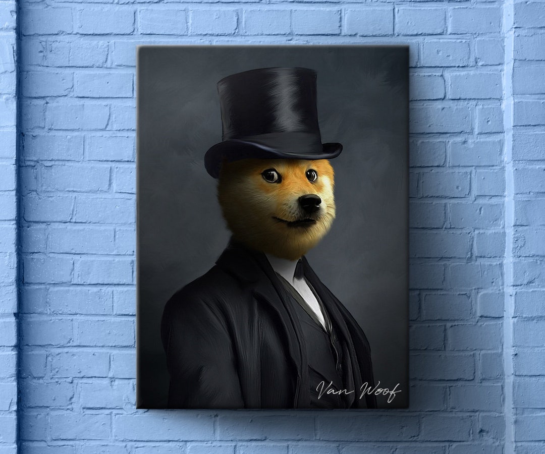 Top Hat Painting, Doge Art, Pet Portrait, Pet Painting, Custom Pet ...
