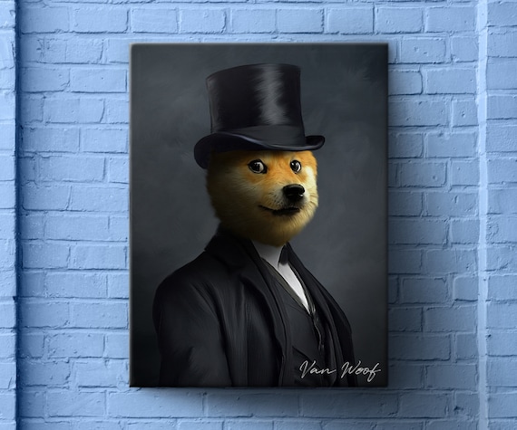 Top Hat Painting Doge Art Pet Portrait Pet Painting Custom - Etsy