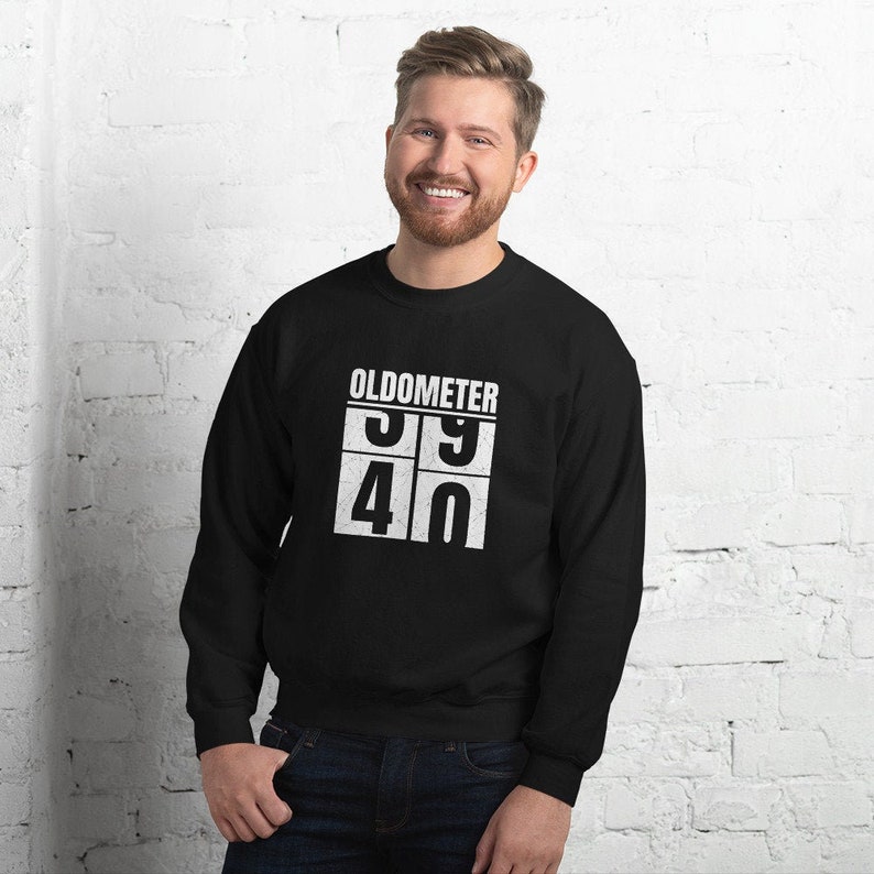 Oldometer 40, 40th Birthday Sweatshirt, Funny 40 AF Mens, Born in 1980 ...