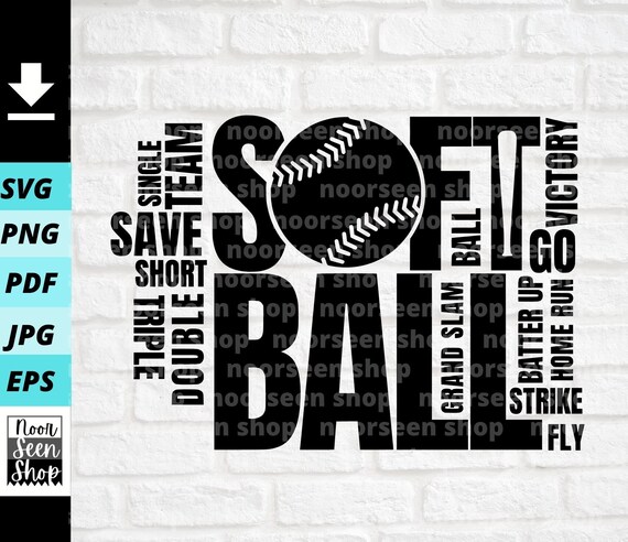 Softball Svg Softball Word Art Svg Softball Team Softball | Etsy