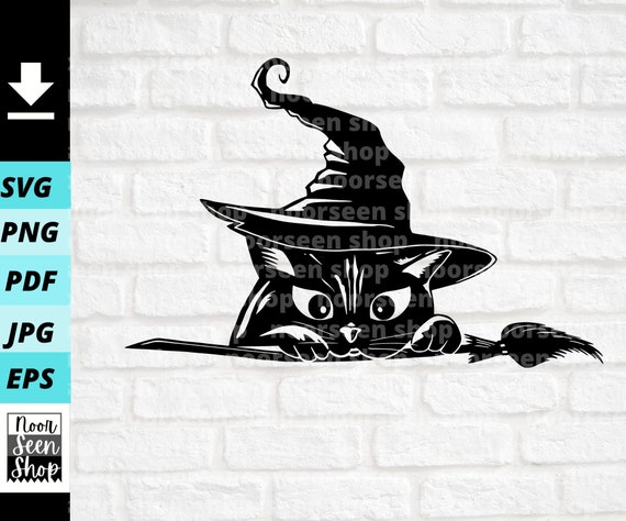 Cat Witch Svg Halloween Black Cat Witch and Broom Funny - Etsy