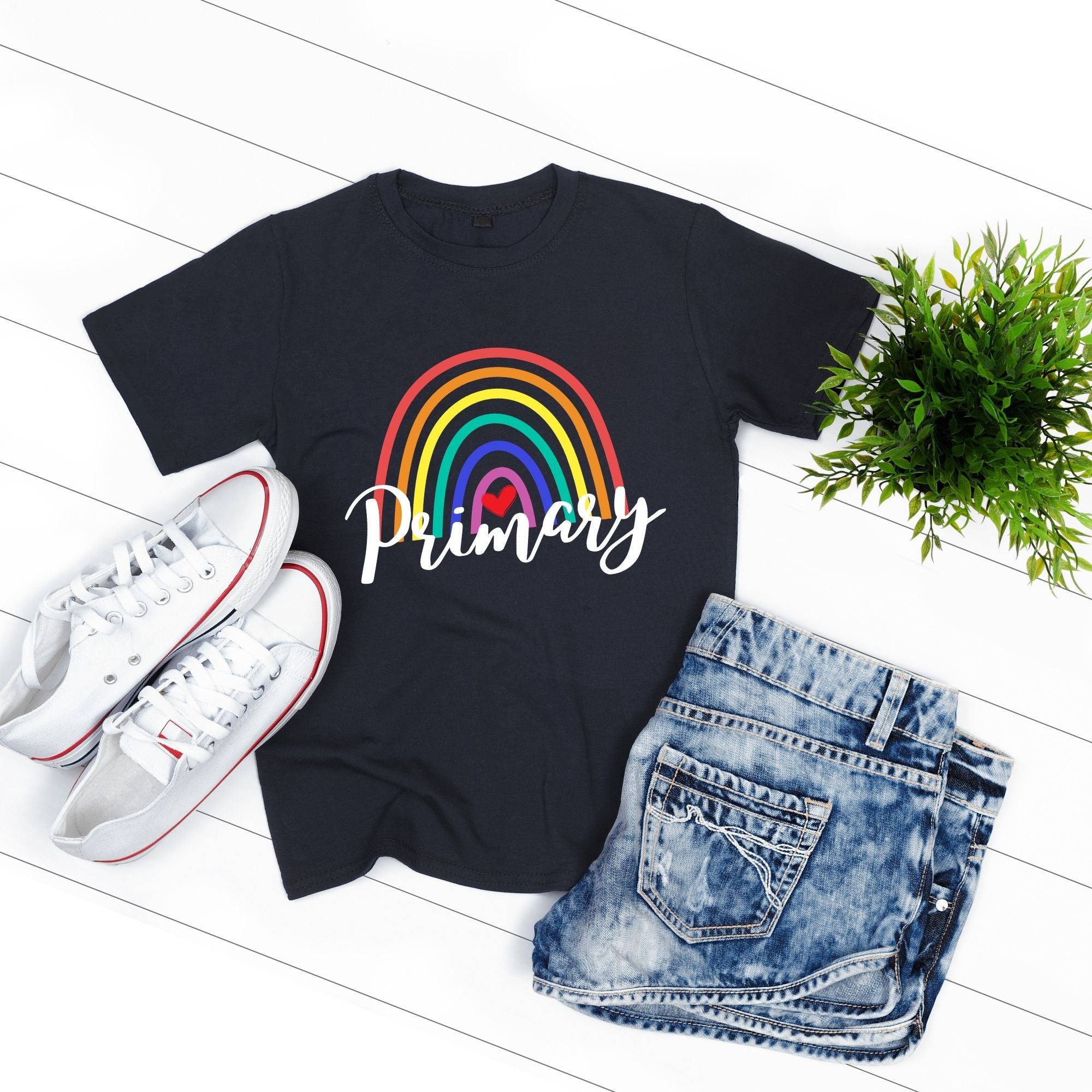 Primary T-shirt, Rainbow Teacher Tee, Personalized Teacher Shirt ...