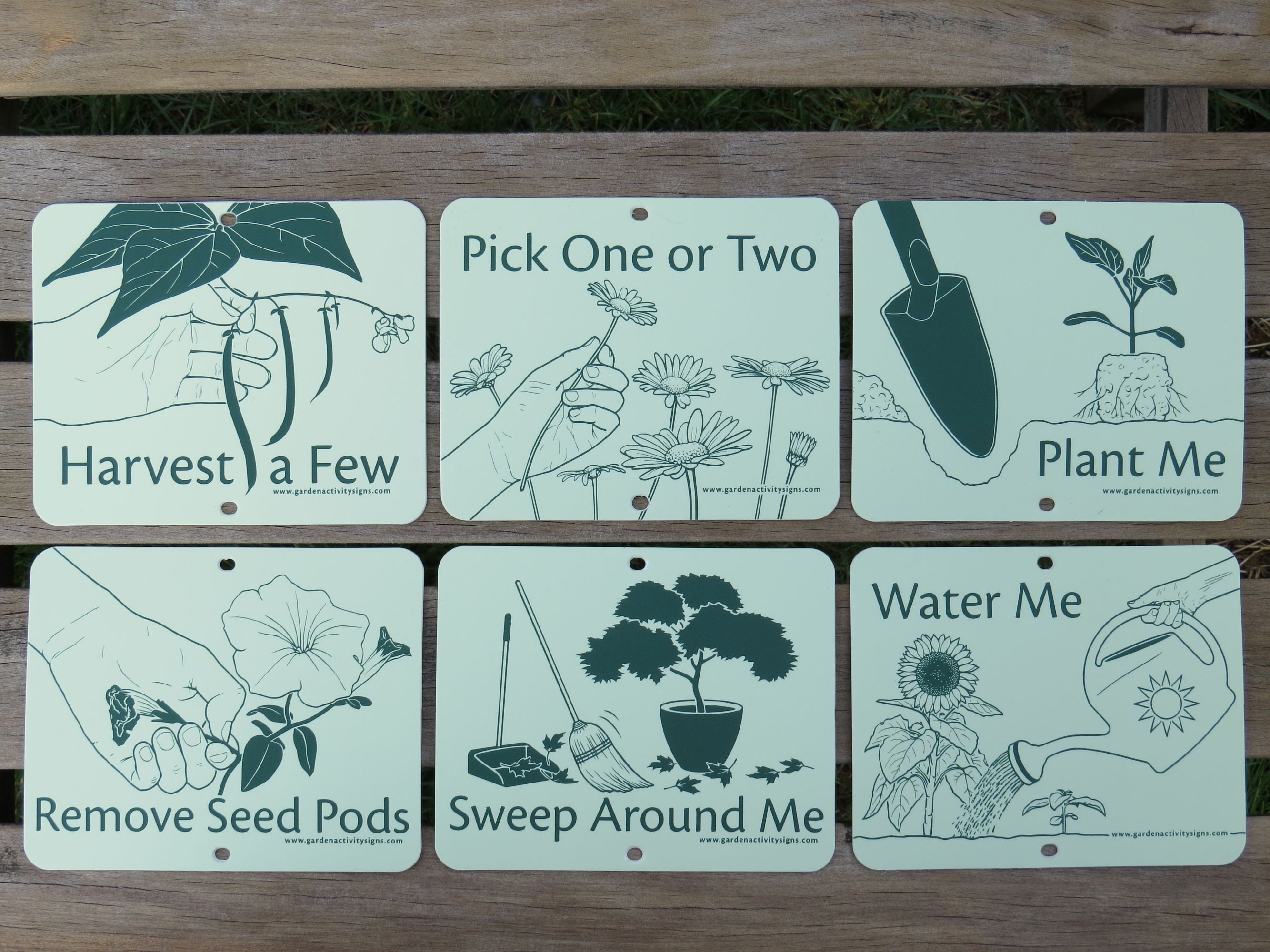 Garden Care Signs: Set of 6 Attachable Signs to Prompt Hands-on ...