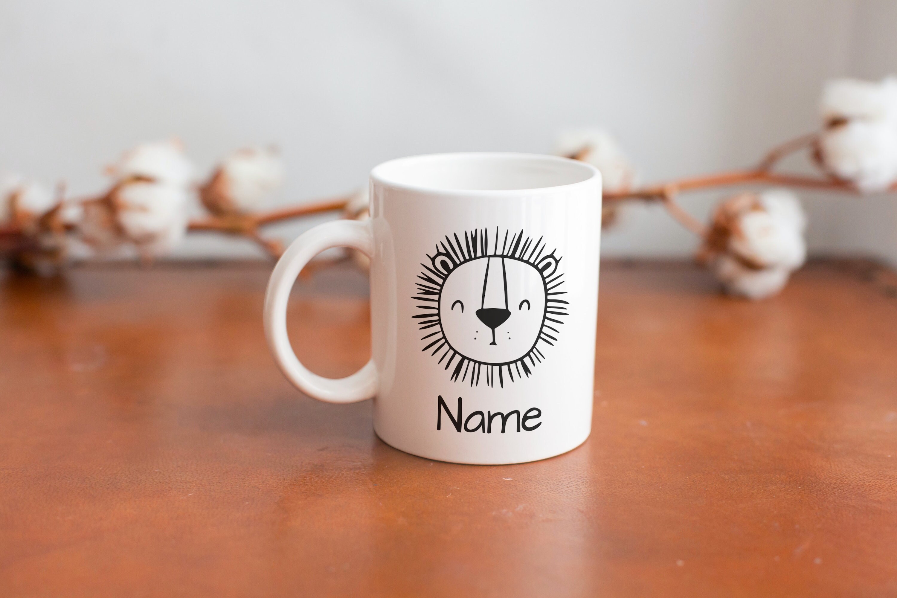 Personalized Lion Mug With Name, Custom Name Mug, Lion Children's Cup ...