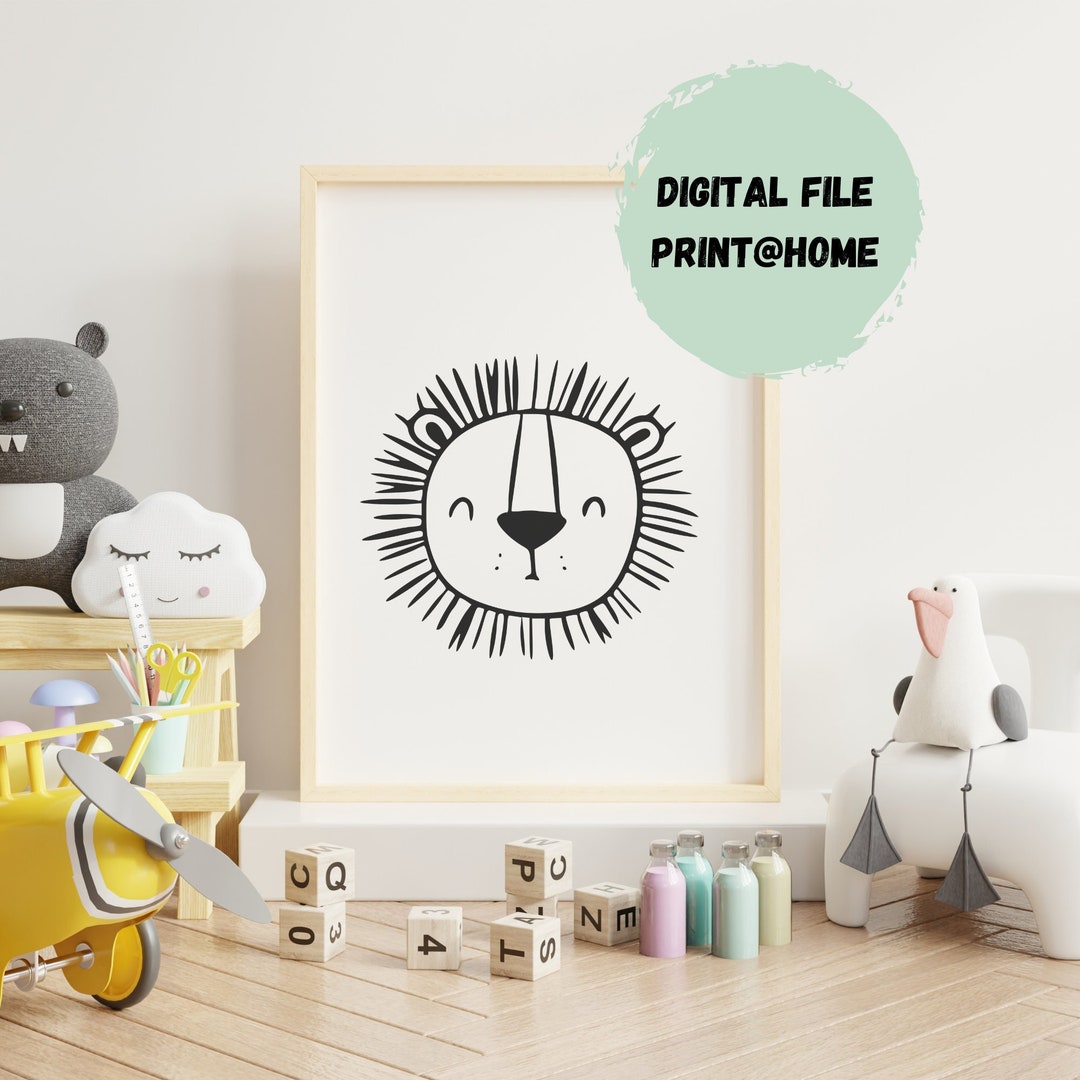 Lion Poster Download, Picture Lion A4, Nursery Picture Download ...