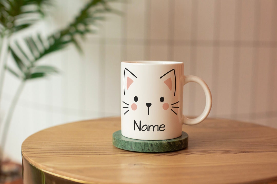Personalized Cat Mug With Name, Custom Name Mug, Cat Children's Cup ...