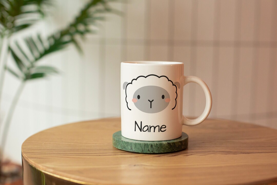 Personalized Sheep Mug With Name, Custom Name Mug, Sheep Children's Cup ...