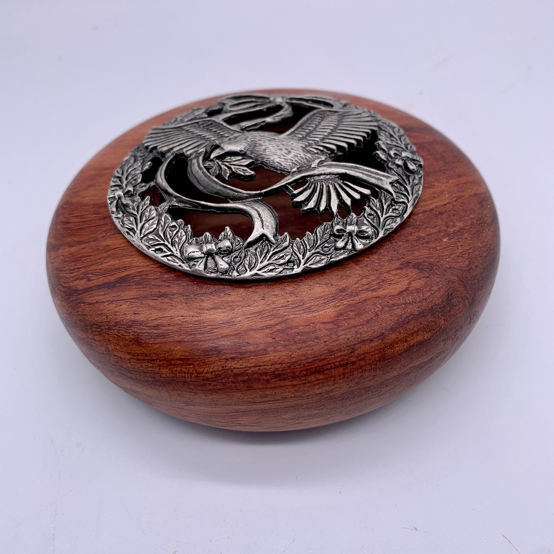 Wood Trinket Bowl With Pewter Lid - Trinket Bowl - Potpourri Bowl ...