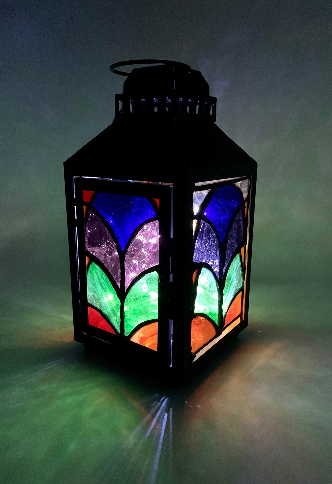 Lantern Stained Glass Flower Pattern Floral Lantern - Etsy