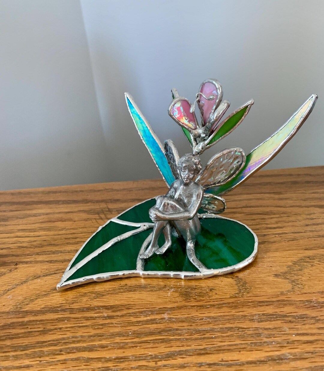 Woodland Fairy Stained Glass Figurine - 3D Stained Glass Pixie Fairy ...