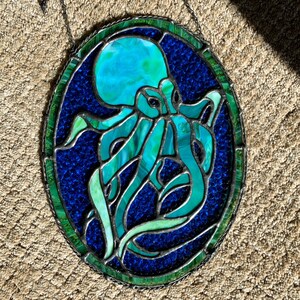 Octopus Stained Glass Window Panel - Stained Glass Window Panel Octopus ...