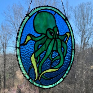 Octopus Stained Glass Window Panel - Stained Glass Window Panel Octopus ...