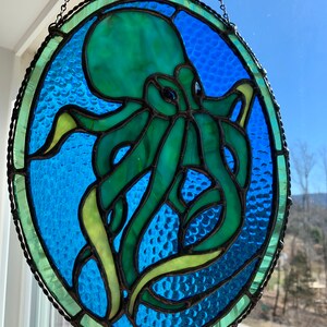 Octopus Stained Glass Window Panel - Stained Glass Window Panel Octopus ...