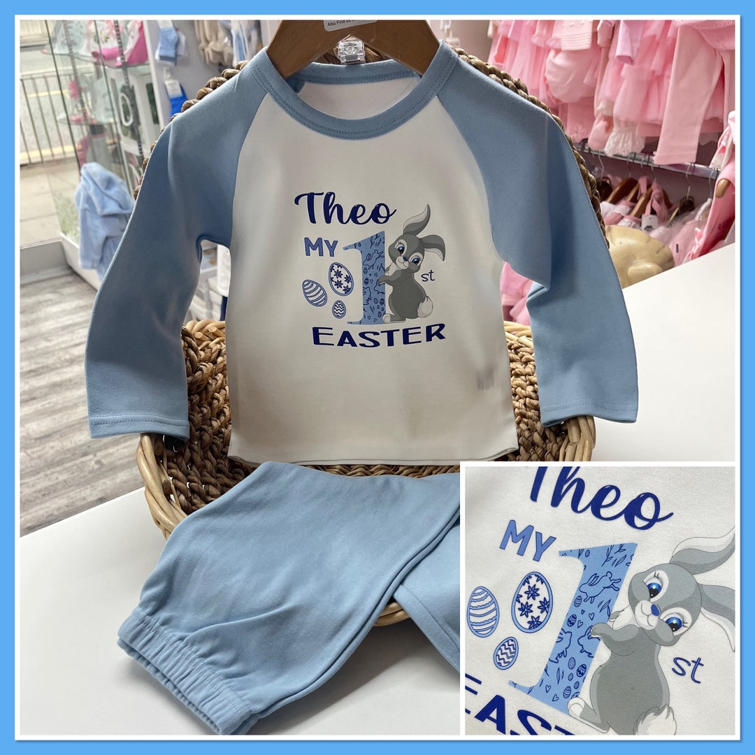 Personalised 1st Easter Pyjamas Bib Vest Grow Romper Sleepsuit 0-10 ...