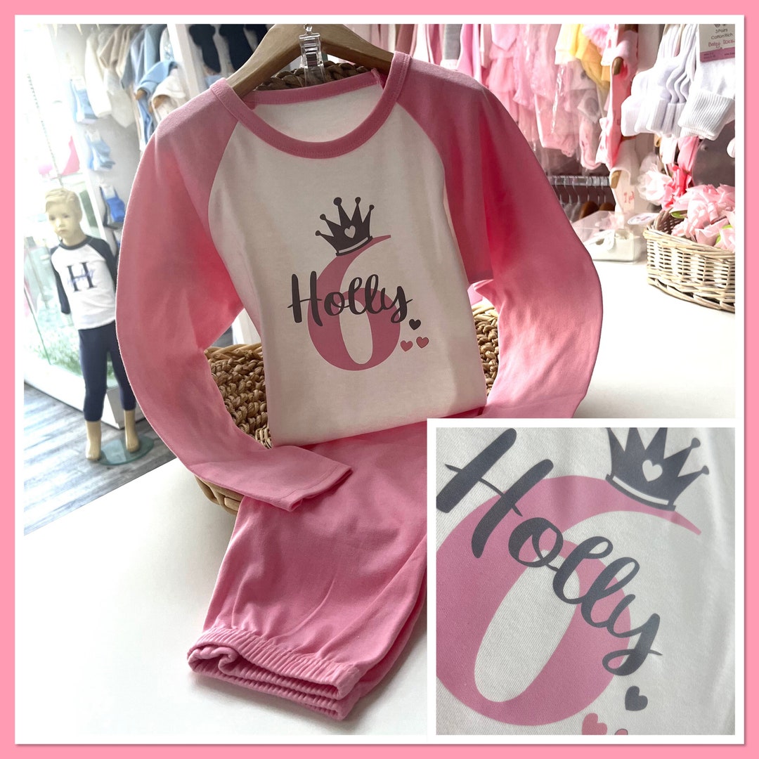 Personalised Girls Pyjamas Large Name and Number Bib Vest Grow 0-10 ...