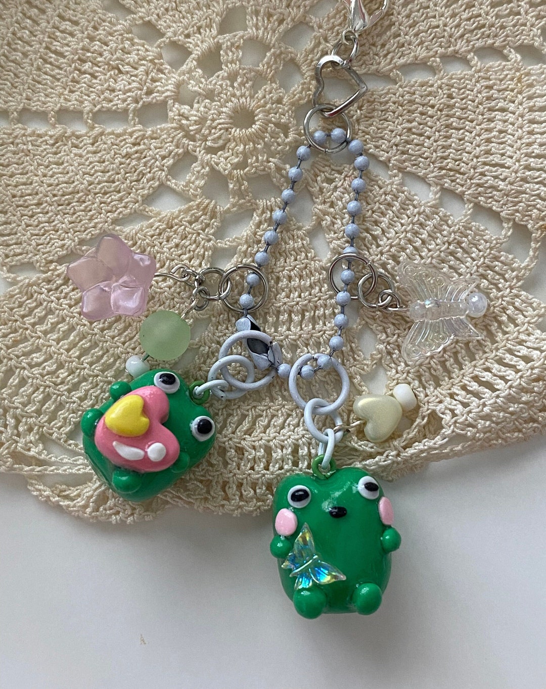 Cute Chibi Frogs, Pond Frog Charm, Polymer Clay Froggy, Kawaii Frog Charm, Handmade Clay Charm ...