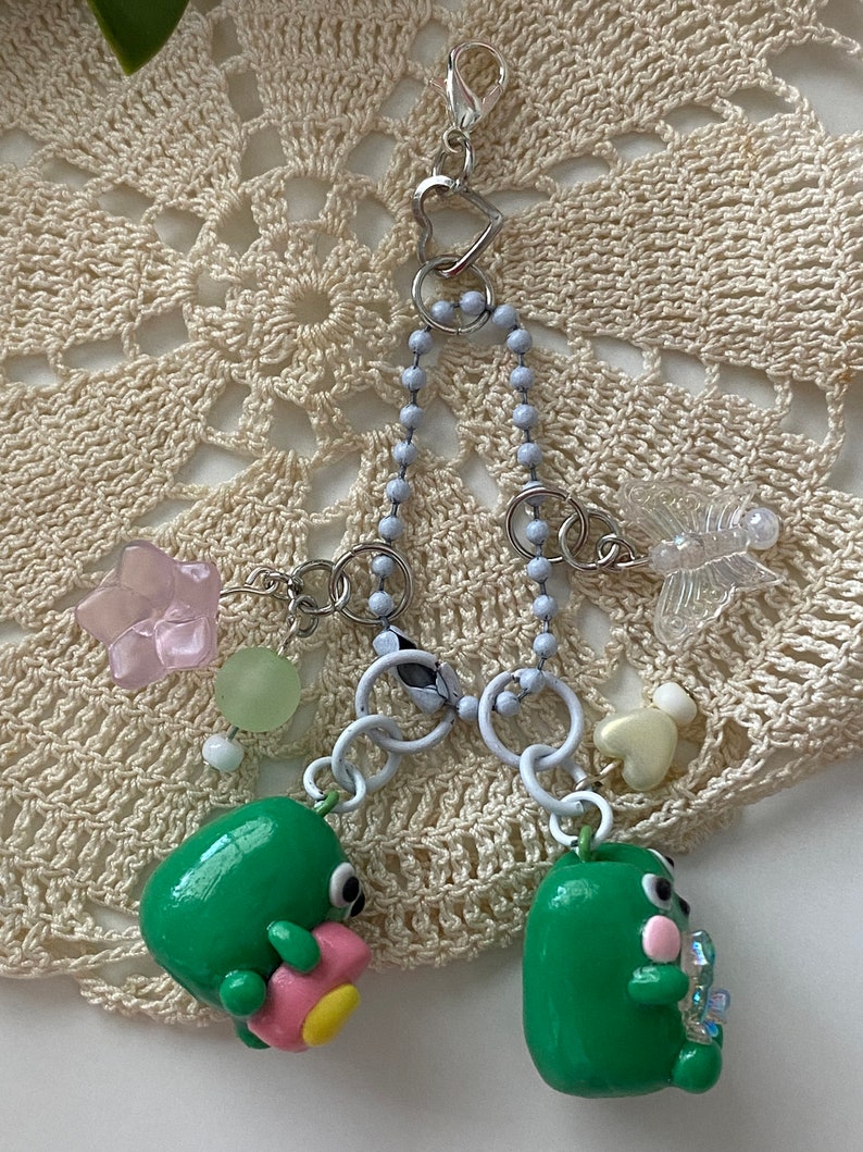 Cute Chibi Frogs, Pond Frog Charm, Polymer Clay Froggy, Kawaii Frog Charm, Handmade Clay Charm ...