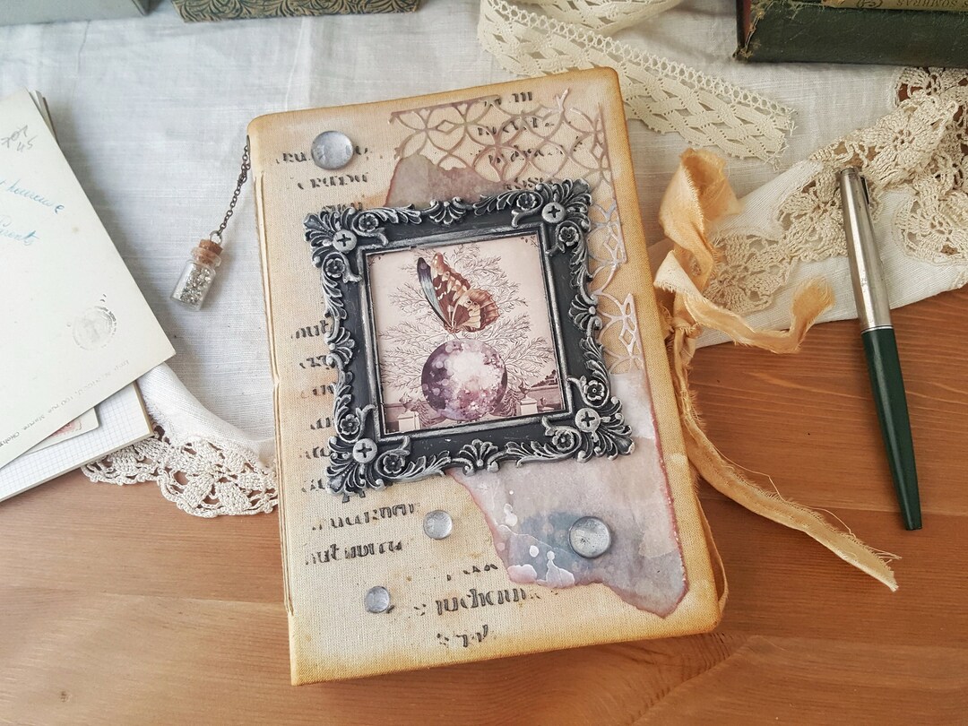Dream Journal Hand Bound, Fabric Cover Notebook With Frayed Edge Paper ...