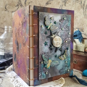 Handmade Fantasy Junk Journal, Mystic Journal With Moths and Moon ...