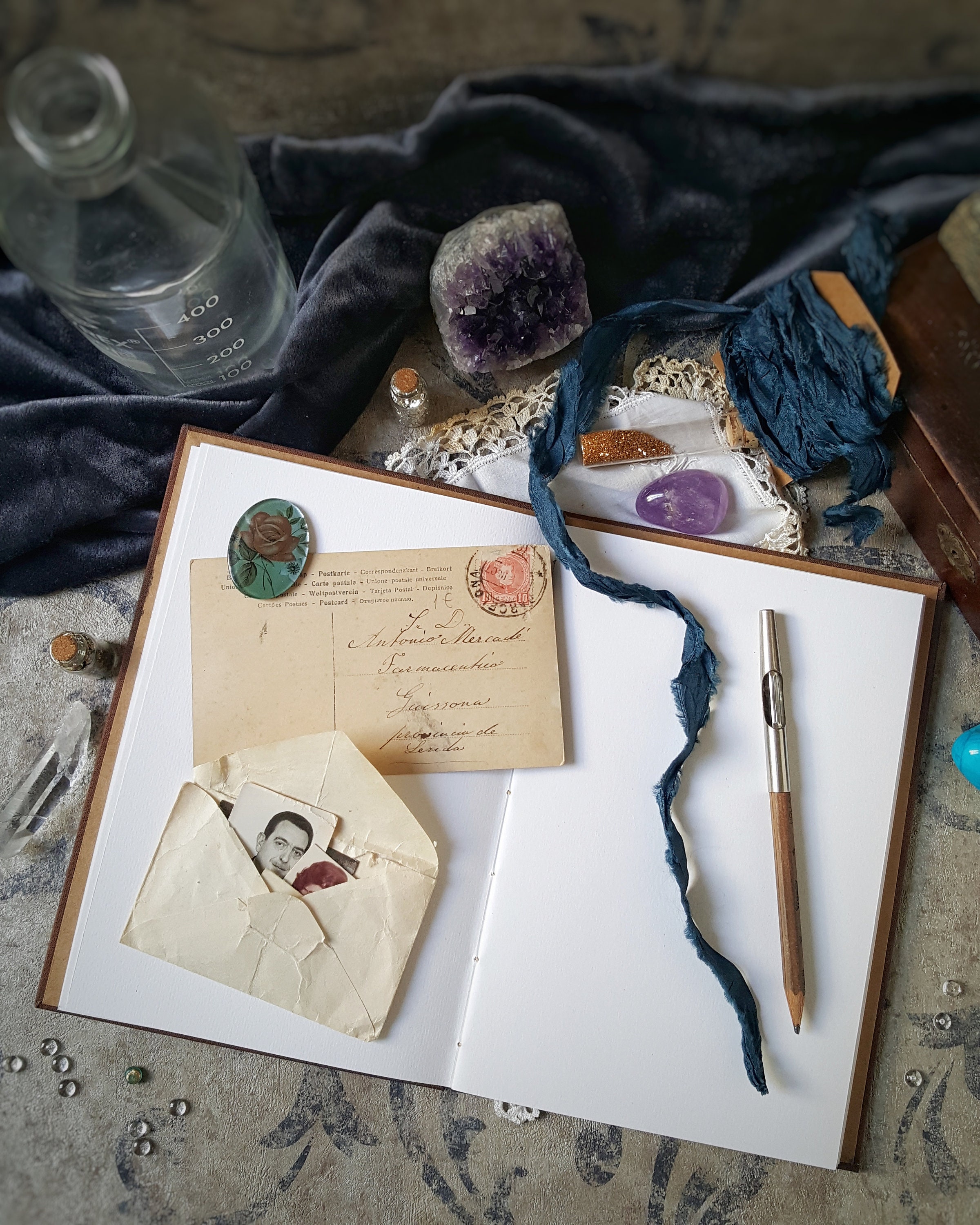 Handmade Fantasy Junk Journal, Mystic Journal With Moths and Moon ...