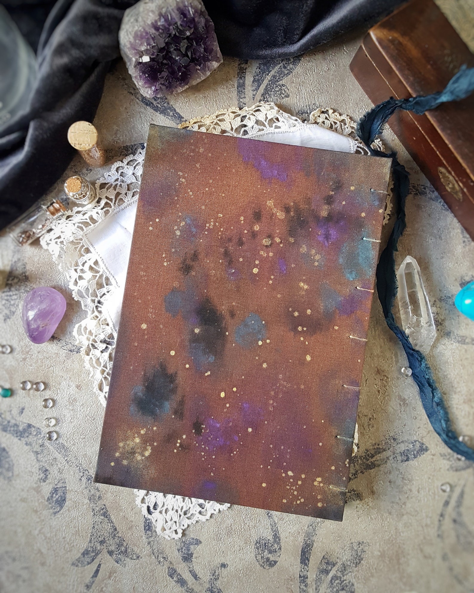 Handmade Fantasy Junk Journal, Mystic Journal With Moths and Moon ...