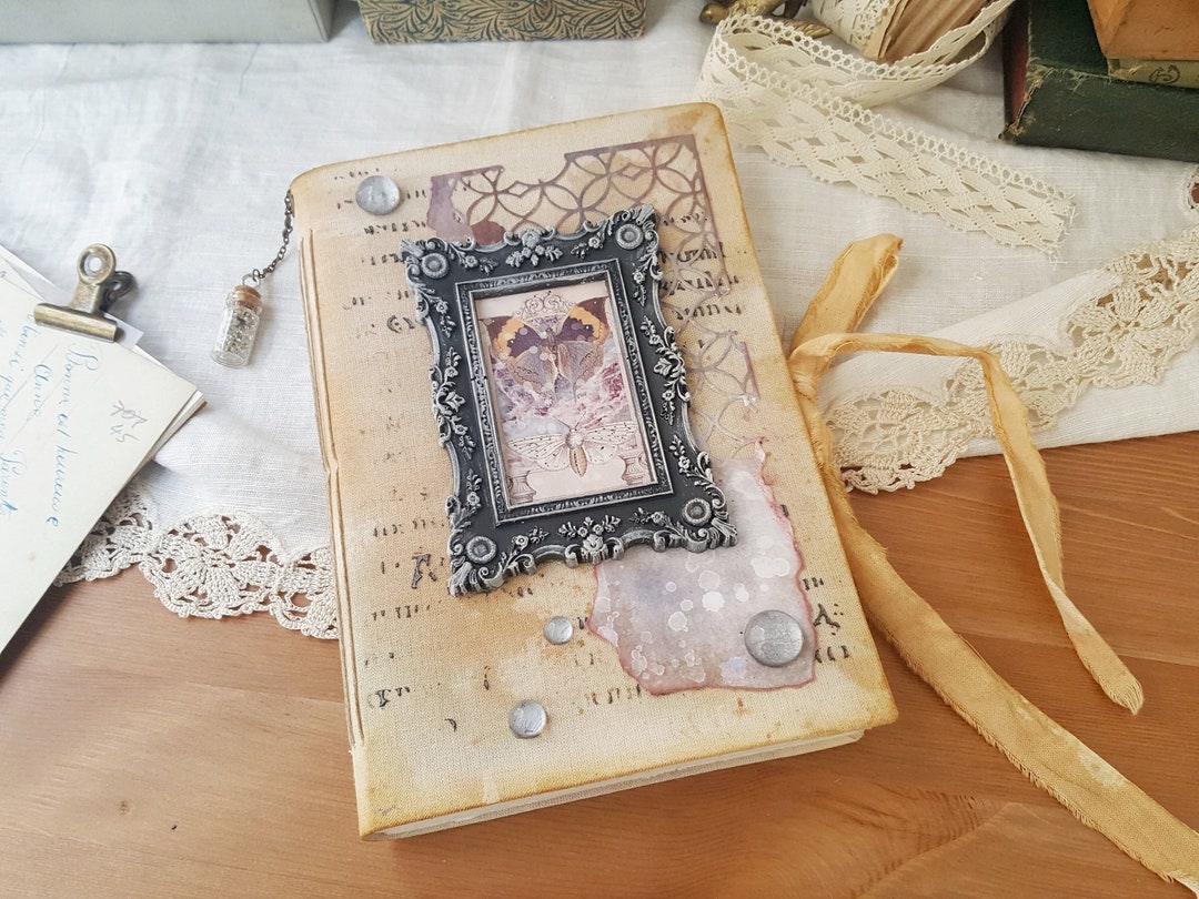 Hand Bound Diary With Moth and Butterfly, Spiritual Ritual Journal ...