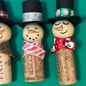 Snowman Wine Cork Christmas Ornament Set of 6! - Etsy
