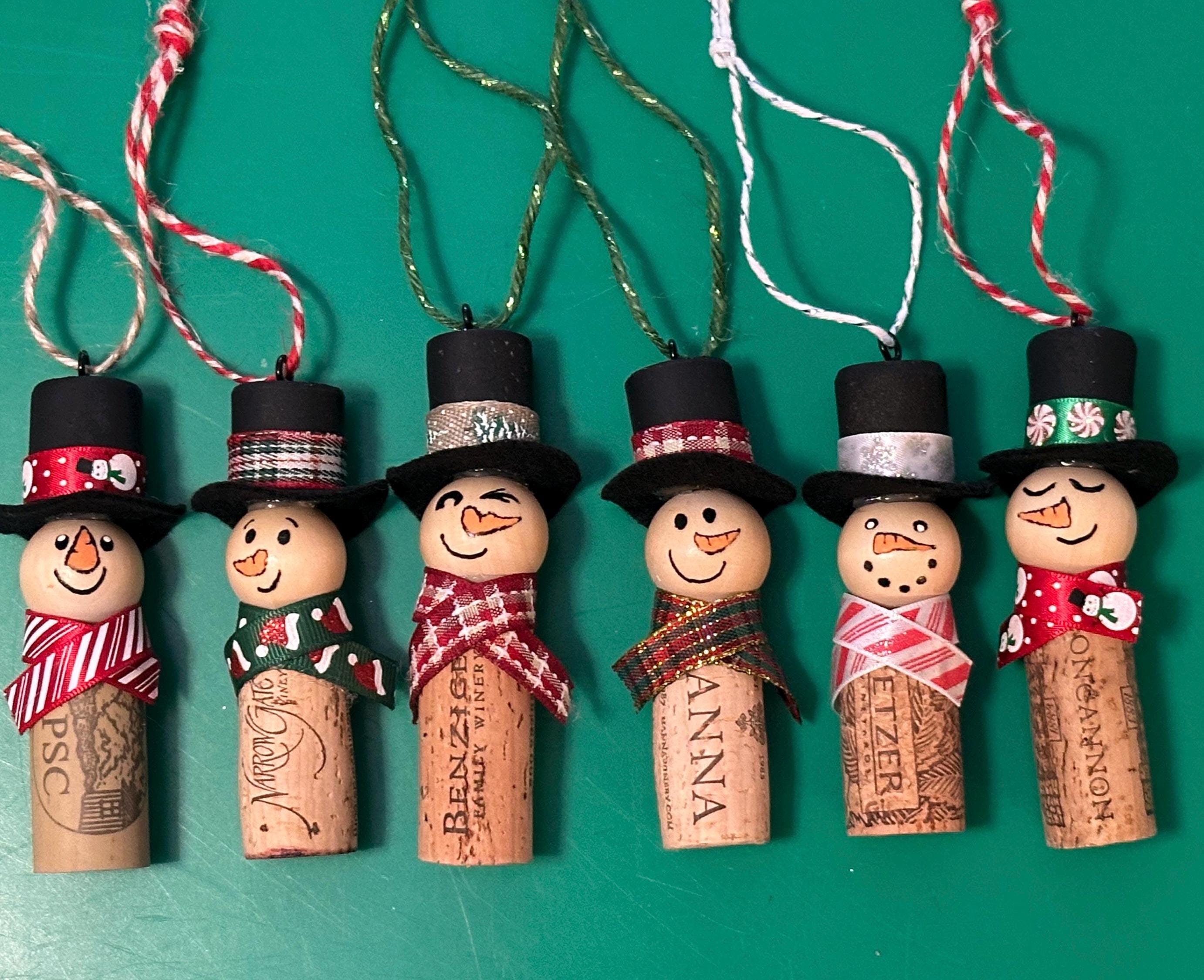 Snowman Wine Cork Christmas Ornament Set of 6! - Etsy