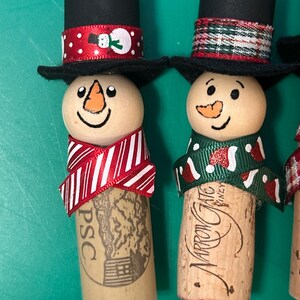 Snowman Wine Cork Christmas Ornament Set of 6! - Etsy