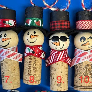 Snowman Wine Cork Christmas Ornament, Choice of One! - Etsy