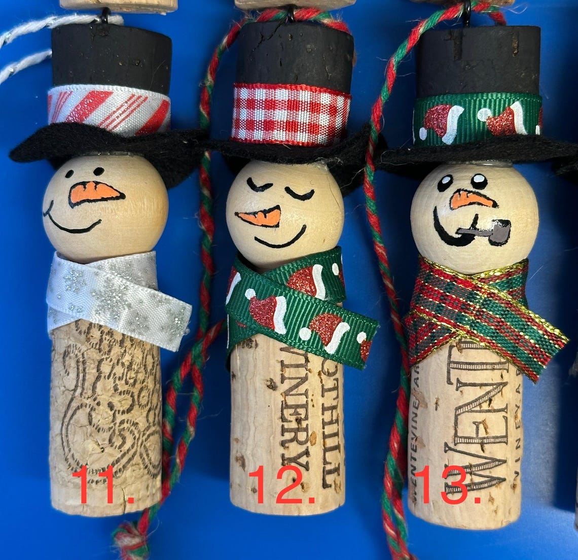 Snowman Wine Cork Christmas Ornament, Choice of One! - Etsy