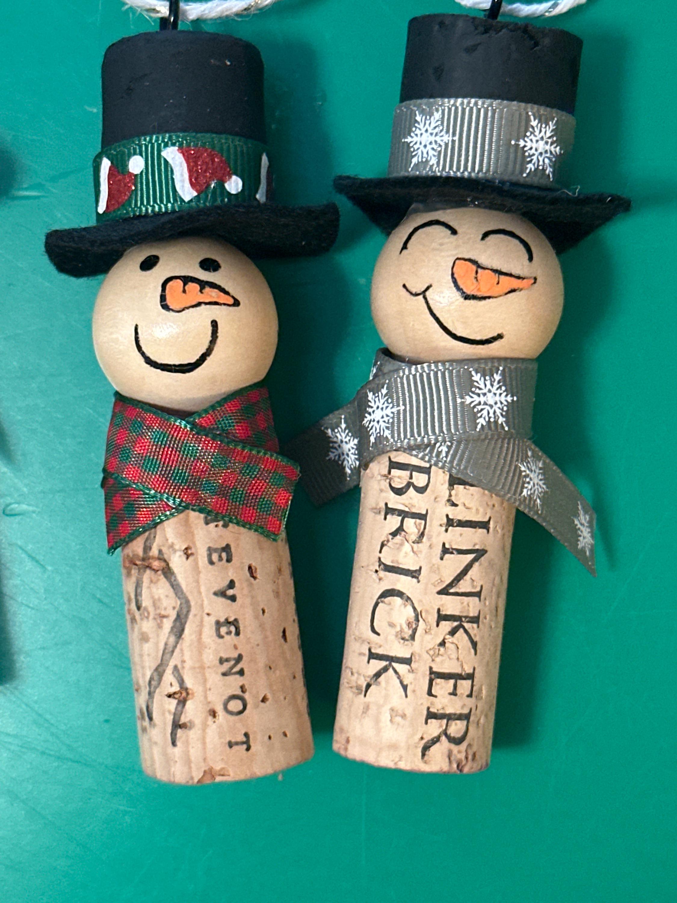 Snowman Wine Cork Christmas Ornament Set of 4! - Etsy