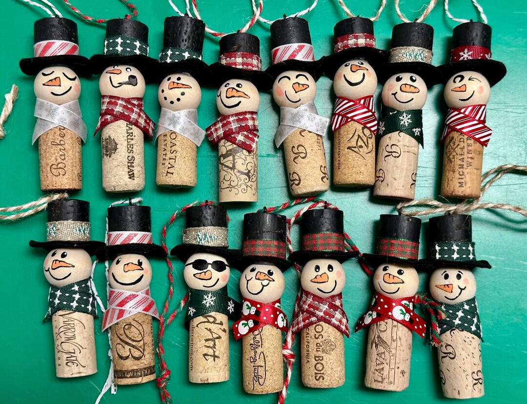 Set of 15 Snowman Wine Cork Christmas Ornaments! Unique and Fun!!! Fun ...